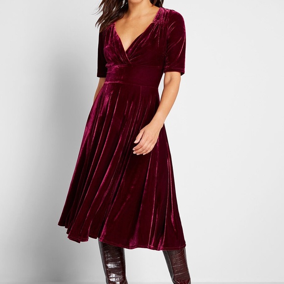 Modcloth | Dresses | Velvet Midi Dress | Poshmark